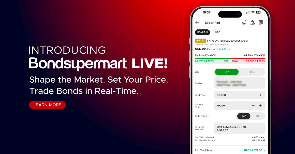Introducing Bondsupermart Live! Shape the Market. Set Your Price. Trade Bonds in Real-Time. | FSMOne